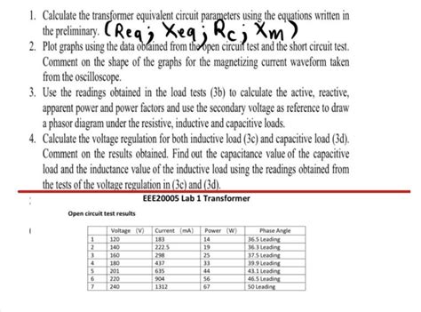 Solved 1 Calculate The Transformer Equivalent Circuit