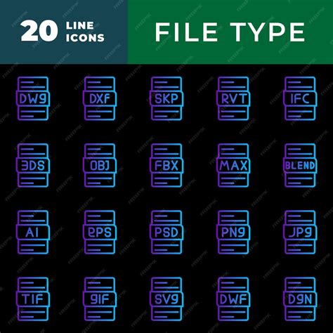 Premium Vector File Type Document Gradient Outline Icon Collection Format Extension Archive
