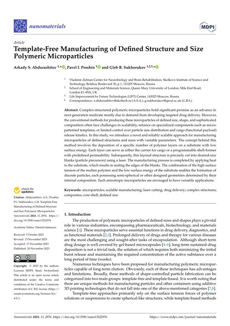 Pdf Template Free Manufacturing Of Defined Structure And Size Polymeric Microparticles