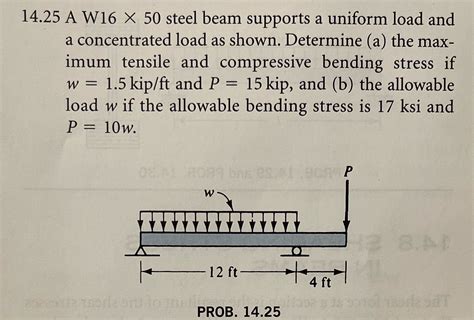 [solved] 14 25 A W16 X 50 Steel Beam Supports A Uniform Load And A Course Hero