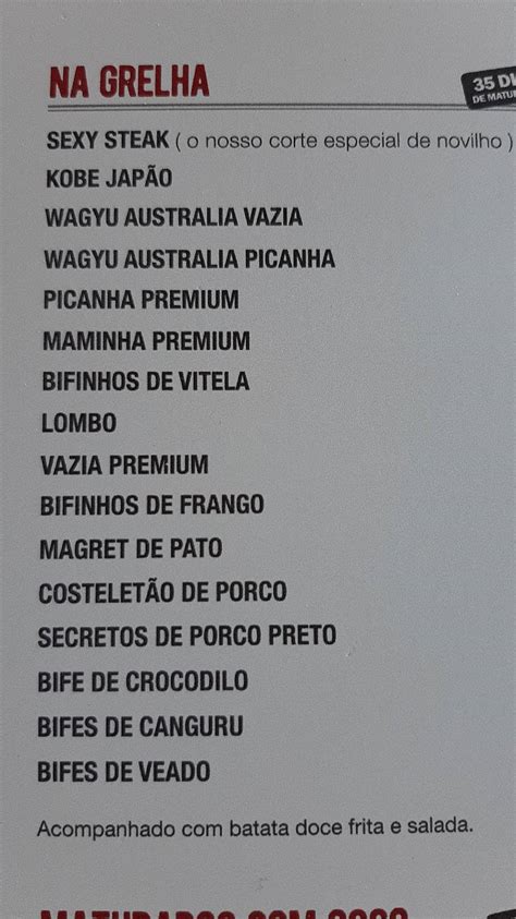 Menu At Sexy Meat Restaurant Albufeira Menu At Sexy Meat Restaurant Albufeira