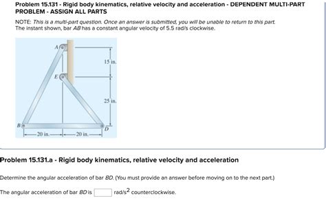 Solved Problem Rigid Body Kinematics Relative Chegg