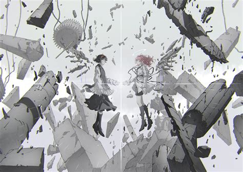 Long Hair Short Hair Anime Girls Halo Earring Floating 4093x2894