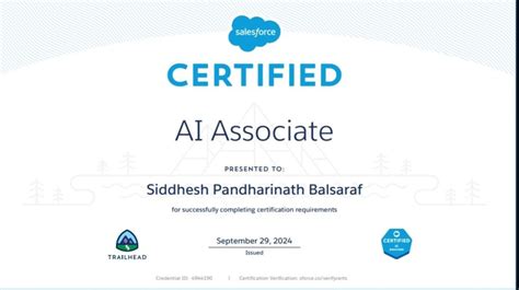 Siddhesh Balsaraf On Linkedin Salesforce Certified Ai Associate ️