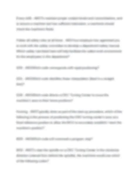 NIMS CNC Lathe Operations Practice Test Questions Answers Exams Engineering Docsity