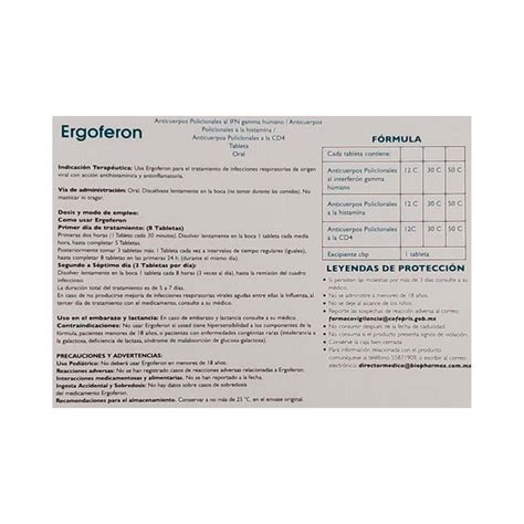 Tabletas Ergoferon 20 Piezas