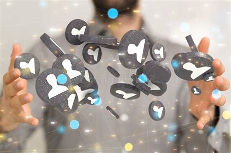 3d Rendering Of Connected Profile Icons Floating On A Palm Of A Hand Stock Image Image Of