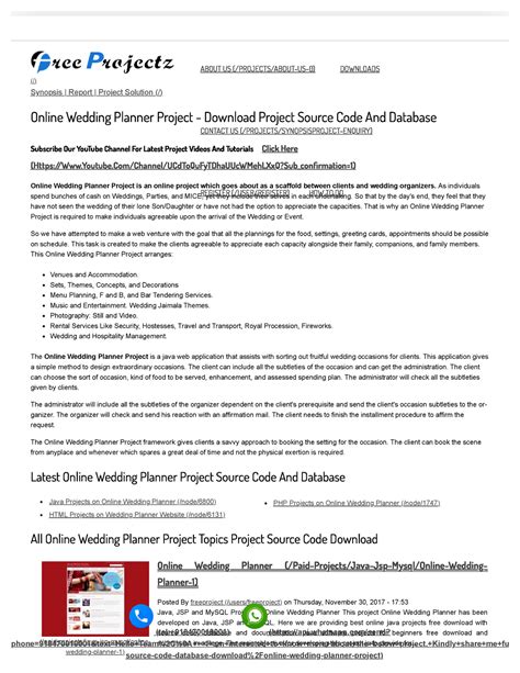 Online Wedding Planner Project Download Project Source Code And Database Free Projectz