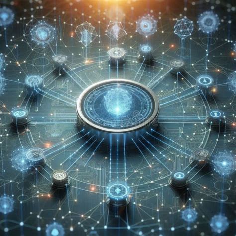 Iot Data Transmission Blockchain Links Cyber Network Pathways Stock Illustration