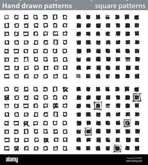 Four Different Seamless Patterns Made With Hand Drawn Squares Stock Vector Image Art Alamy