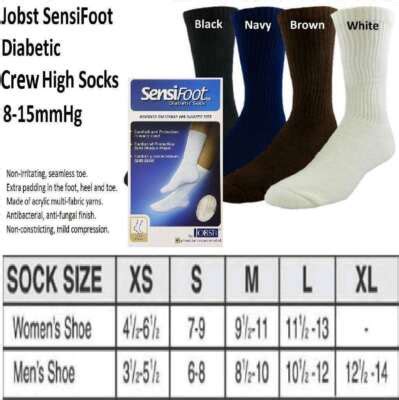 Jobst Sensifoot Diabetic Knee High Socks 8 15mmhg Brown Medium Ebay