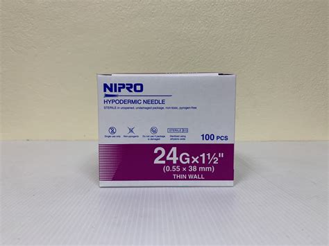 Nipro เข็มฉีดยา ขนาด 24g X 1 12 นิ้ว กล่อง