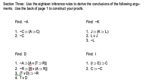 Solved Section Three Use The Eighteen Inference Rules To Chegg