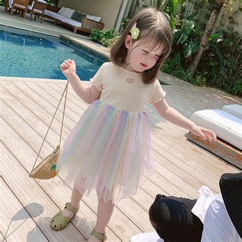 [กระโปรงเด็ก]2020ใหม่สาวฤดูร้อนกระโปรงผ้าโปร่งเจ้าหญิงน้อยสไตล์ตะวันตก