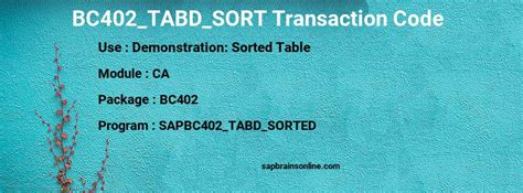 BC TABD SORT SAP Tcode For Demonstration Sorted Table