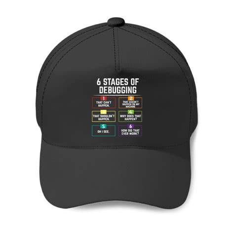 6 Stages Of Debugging Computer Programming Baseball Caps Sold By