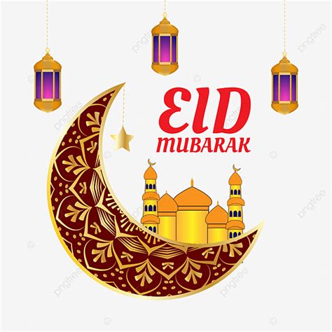 Eid 무바라크 인사말 Png 투명 이미지와 모스크 달과 랜 턴 이드 이드 알 피트 라마단 Png 일러스트 및 벡터 에 대한 무료 다운로드 Pngtree