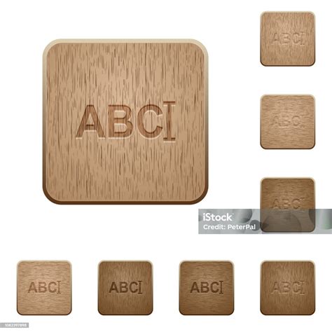 Typing Text With Cursor Wooden Buttons Stock Illustration Download