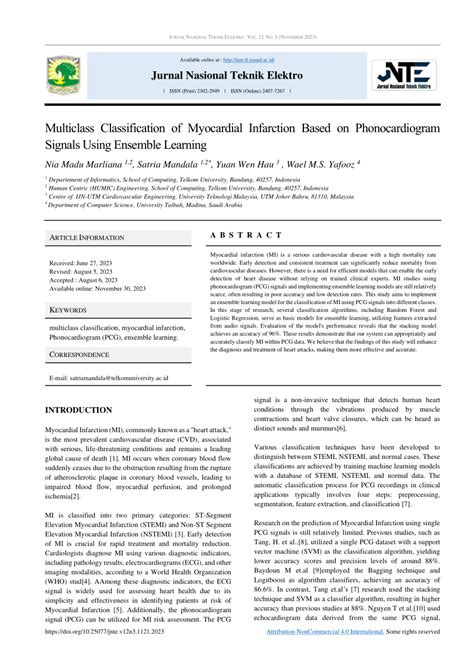 Pdf Multiclass Classification Of Myocardial Infarction Based On Phonocardiogram Signals Using