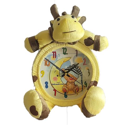 ساعت رومیزی دیواری اتاق کودک زرافه رنگ لیمویی فروشگاه اینترنتی بی بی ماه
