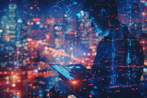 Premium Photo Man Programmer Developing Software For Smart City With