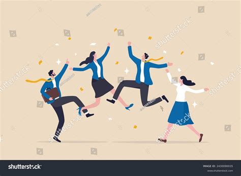 Happy Office Workers Joyful Staff Employee Stock Vector Royalty Free