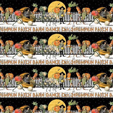 Pumpkin Patch White Seed Sacks Patch Digital Print Panel 36″ By J Wecker Frisch Riley Blake