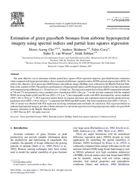 Pdf Estimation Of Green Grassherb Biomass From Airborne