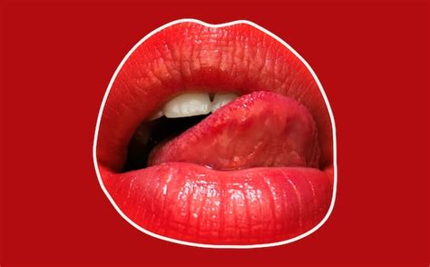 Premium Photo Sexy Licking Lips Female Mouth With Tongue Licked His