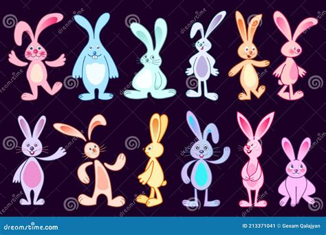 兔插图的兔子漫画集可爱的兔女郎集 向量例证 插画 包括有 设计 不同 敬慕 捆绑 装饰 子项 213371041