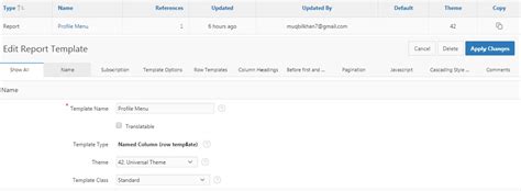 Oracle Apex Apex Profile Menu
