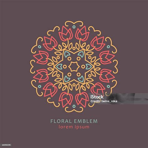 꽃과 소용돌이가 있는 벡터 플로럴 선형 장식품 우아한 엠블럼 0명에 대한 스톡 벡터 아트 및 기타 이미지 0명 가냘픈 단일 객체 Istock