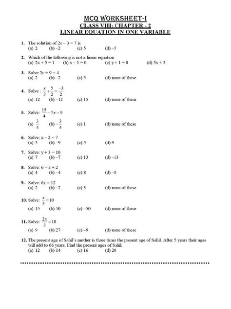 Linear Equations Pdf