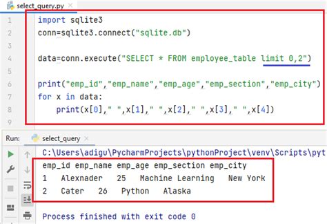 python sqlite select query important concept