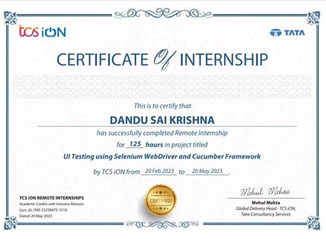 Sai Krishna Dandu On Linkedin Happylearning Tcsion Internship Tcs