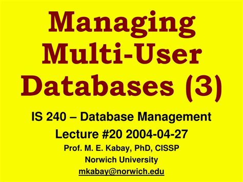 Ppt Managing Multi User Databases 3 Powerpoint Presentation Free