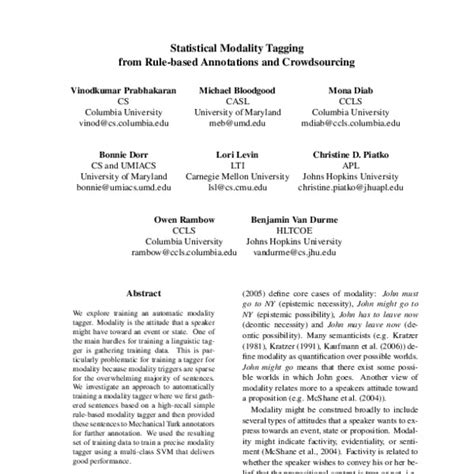 Statistical Modality Tagging From Rule Based Annotations And