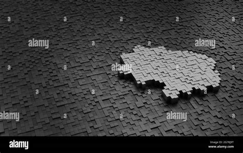 3d Rendering Metal Cubes In Shape Of Symbol Of Rainy Cloud Partly Cover