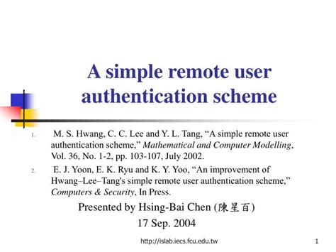 ppt a simple remote user authentication scheme powerpoint