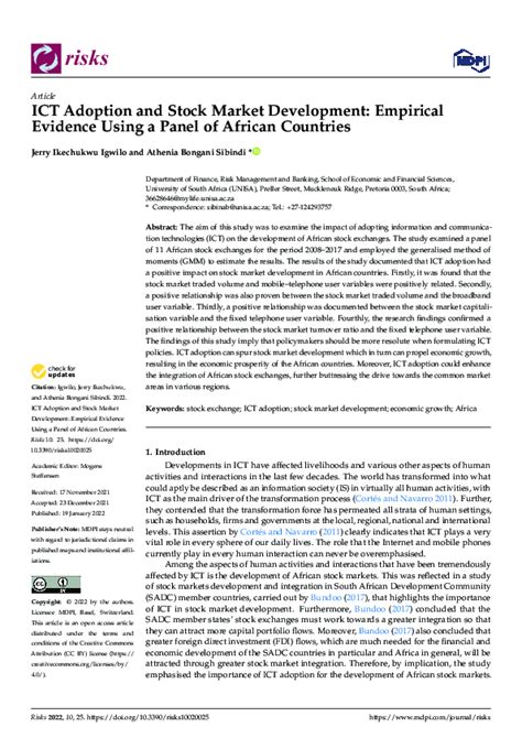 Pdf Ict Adoption And Stock Market Development Empirical Evidence Using A Panel Of African