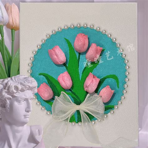 立体肌理画郁金香diy手工材料包石英砂丙烯油画解闷节日暖场活动 虎窝淘