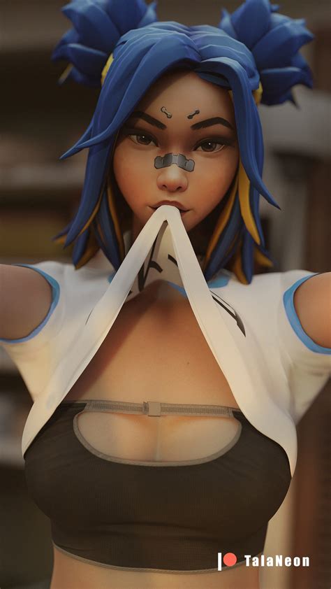 rule 34 1girls 3d blue hair bra neon valorant solo talaneon valorant white shirt 6368836
