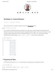 Comparing Euclidean Vs Cosine Distance When To Use Each Measure Course Hero