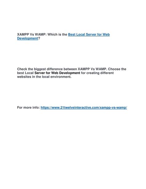 Ppt Xampp Vs Wamp Which Is The Best Local Server For Web Development Powerpoint Presentation