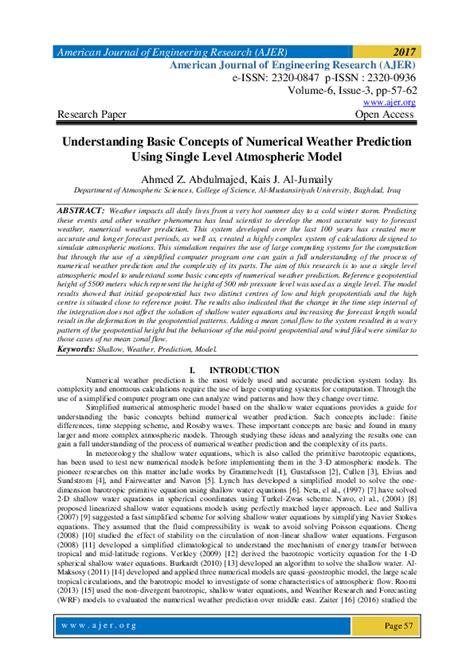 Pdf Understanding Basic Concepts Of Numerical Weather Prediction Using Single Level