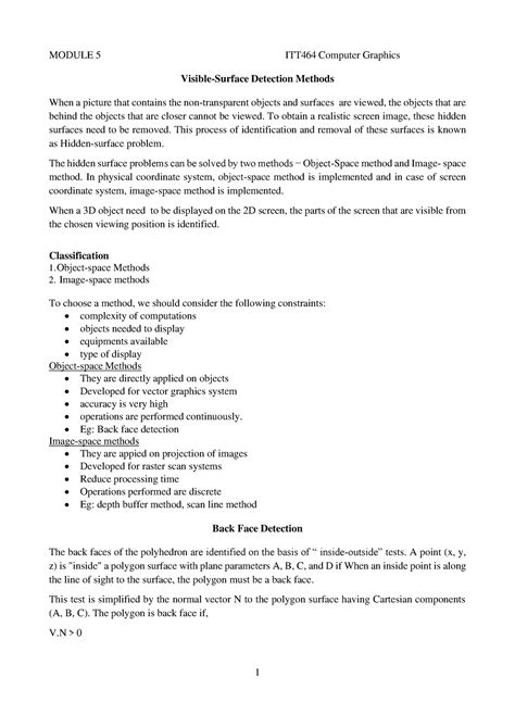 cg 5 computer graphics 2019 scheme module 5 itt464 computer graphics 1 visible surface