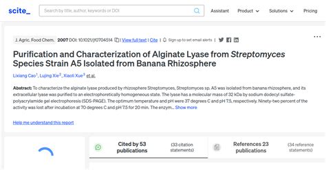 Citation Report Purification And Characterization Of Alginate Lyase From Streptomyces Species
