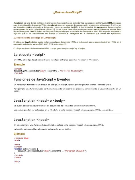¿qué Es Javascript Pdf Script Java Lenguaje De Programación
