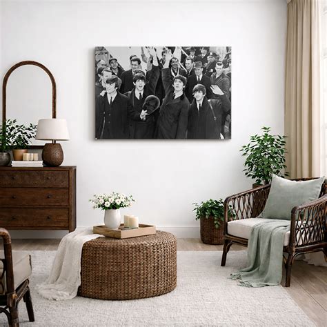 Idea4wall The Beatles Arrival Crowd Scene Artwork Living Room Pictures