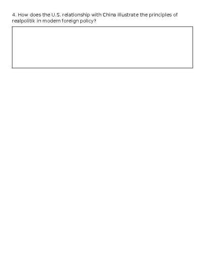 Us Foreign Policy Realpolitik 4 Paragraph Reading Assignment